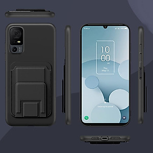 Case for Lively Jitterbug Smart4 / Lively Smart 4 /TCL 40XL / TCL 40T Case with Tempered Glass Screen Protector Folding Kickstand/Stand Card Holder/ Slots Wallet Shockproof Protective Case - Black