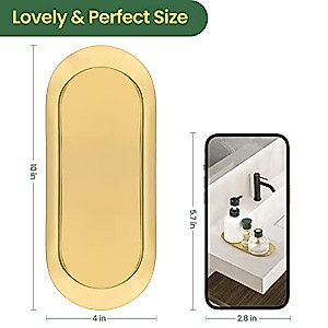 2PACK Gold Decorative Tray, Bathroom Vanity Tray for Dresser Counter, Kitchen Sink Tray for Soap Dispensers, Stainless Steel Jewelry Tray, Perfume Ring Key Candle Organizer Tray, Oval