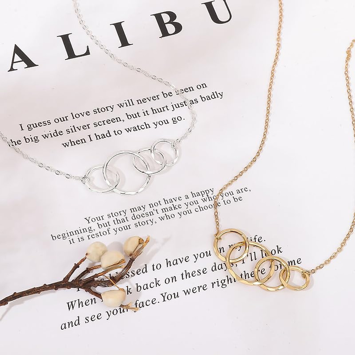 HOPE LOVE SHINE 3 Sister Gift – 3 Unique Rings Necklace for Little and Big Sister – Handcrafted Jewelry Celebrating Sisterly Bonds - Sister Gifts from Sisters