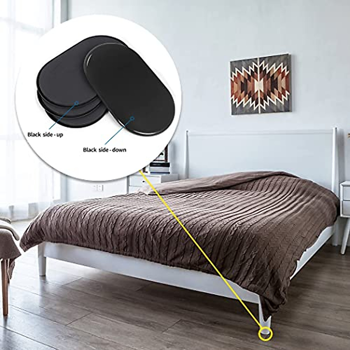 Reusable Large Furniture Sliders for Carpet, Furniture Movers Sliders, Carpet Movers Oval Heavy Duty Sofa Bed Table Desk Movers for Carpet –Quickly and Easily Move Any Item, Black (8 Pack)