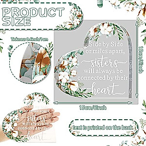 Sisters Gifts from Sister Acrylic Heart Keepsake Plaque for Sister Side by Side or Miles Apart Gift Sister in Law Gifts Inspiring Paperweight Gift Sister Gift for Birthday Wedding (Cotton)