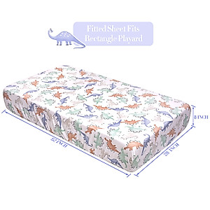 UOMNY Crib Bedding Sets for Boys - 3 Piece Dinosaur Nursery Bedding Set Baby Boys Bedding Sets Crib Set Crib Quilt Fitted Sheet Crib Pilowcase Grey Plaid / Blue Little Dinosaurs