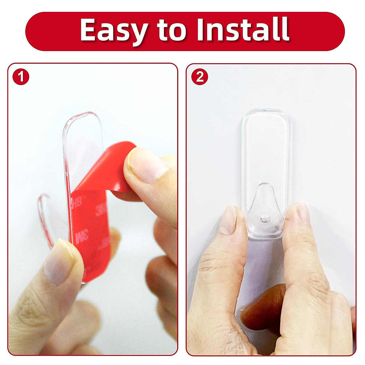 JulyWind Wall Hooks for Hanging Heavy Duty, Medium 22 Self Adhesive Wall Hooks with 26 Strips no Damage, Transparent Sticky Hooks for Key, Shower,Towel, Coat, Door, Hat