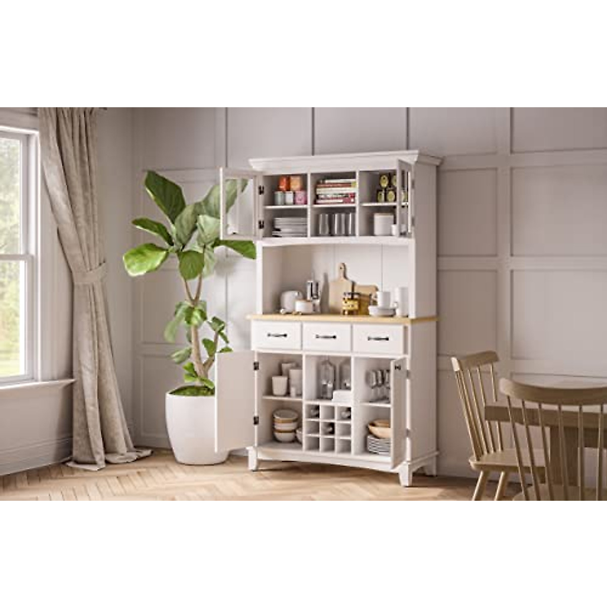 Homestyles sideboards-buffets-credenzas, Server with Hutch, Off White