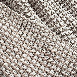 Lush Decor Chic and Soft Knitted Throw Blanket, 60" x 50", Neutral