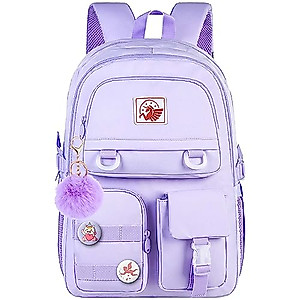 CCJPX Girls Backpack, 16 inch Elementary School Laptop Bag College Bookbag, Anti Theft Daypack for Teens Students Women - Purple