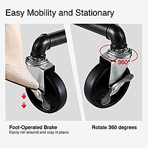 GREENSTELL Heavy Duty 2 Shelf Rolling Clothes Rack Industrial Pipe Style Garment Rack + Z-Base Garment Rack, Industrial Pipe Style, Used for Indoor/Outdoor, Living room, Balcony, Shopping Mall