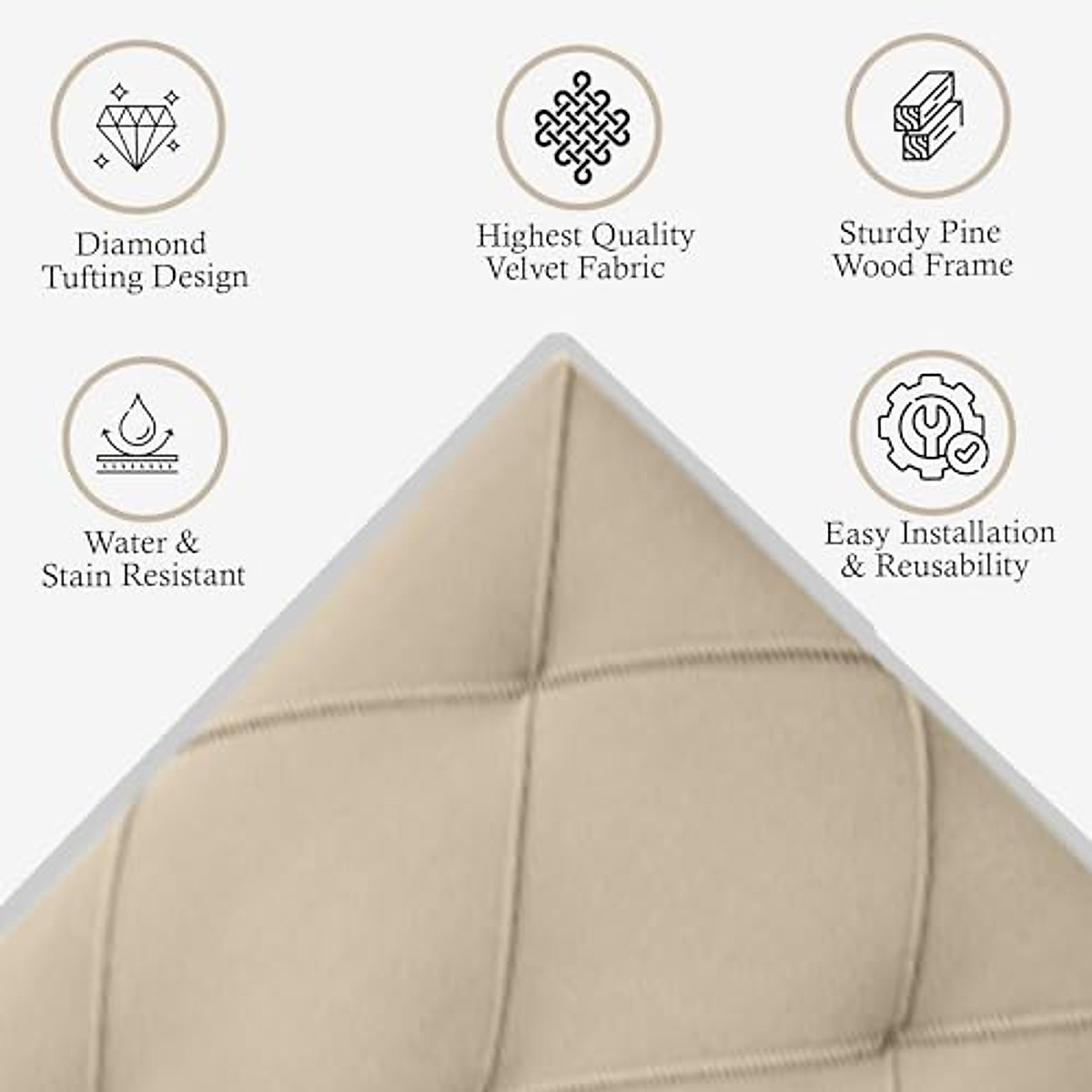 King Headboard Queen Size - Diamond Tufted Twin Headboard - Upholstered Queen Bed Wall Headboard Full- Peel & Stick Headboards Panels Queen Size - Diy headboard King Only - Wall Mounted Bed Headboard