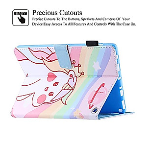 REASUN Case for New Kindle Fire 7 Tablet,PU Leather Card Slots Folio Cover with Auto Sleep/Wake Viewing Stand Case for All-New Kindle Fire 7 Tablet (12th Generation, 2022 Release), Crown Unicorn