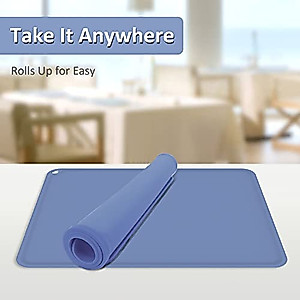 Kids Placemats, Non-Slip Silicone Placemat for Kids, Toddler Placemat for Dining Table, Baby Placemats Portable Food Mats for Kids Toddler Children (2 Pack, Blue,Pink)