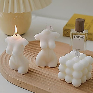 2 Pieces Bubble Candle - Cube Soy Wax Candles,Female Body Shaped Candle, Hand Poured Scented Candle, Cute Wax Candles Home Decor and Gifting (Creamy White )