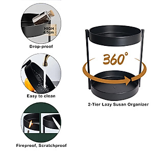 XNTONG 2-Tier 360° Lazy Susan Organizer, 10 inch Metal Steel Rotating Spice Rack, Turntable Organizer for Cabinet, Pantry, Bathroom, Countertop