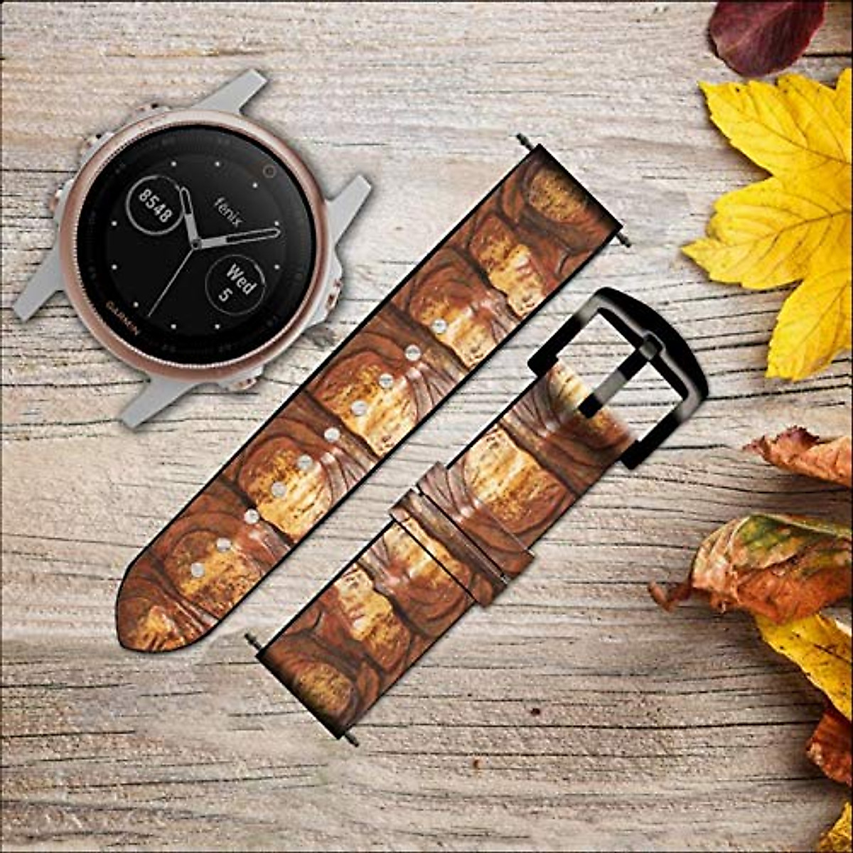 CA0075 Turtle Carapace Leather & Silicone Smart Watch Band Strap for Garmin Approach S40, Forerunner 245/245/645/645, Venu Vivoactive Vivomove Size (20mm)