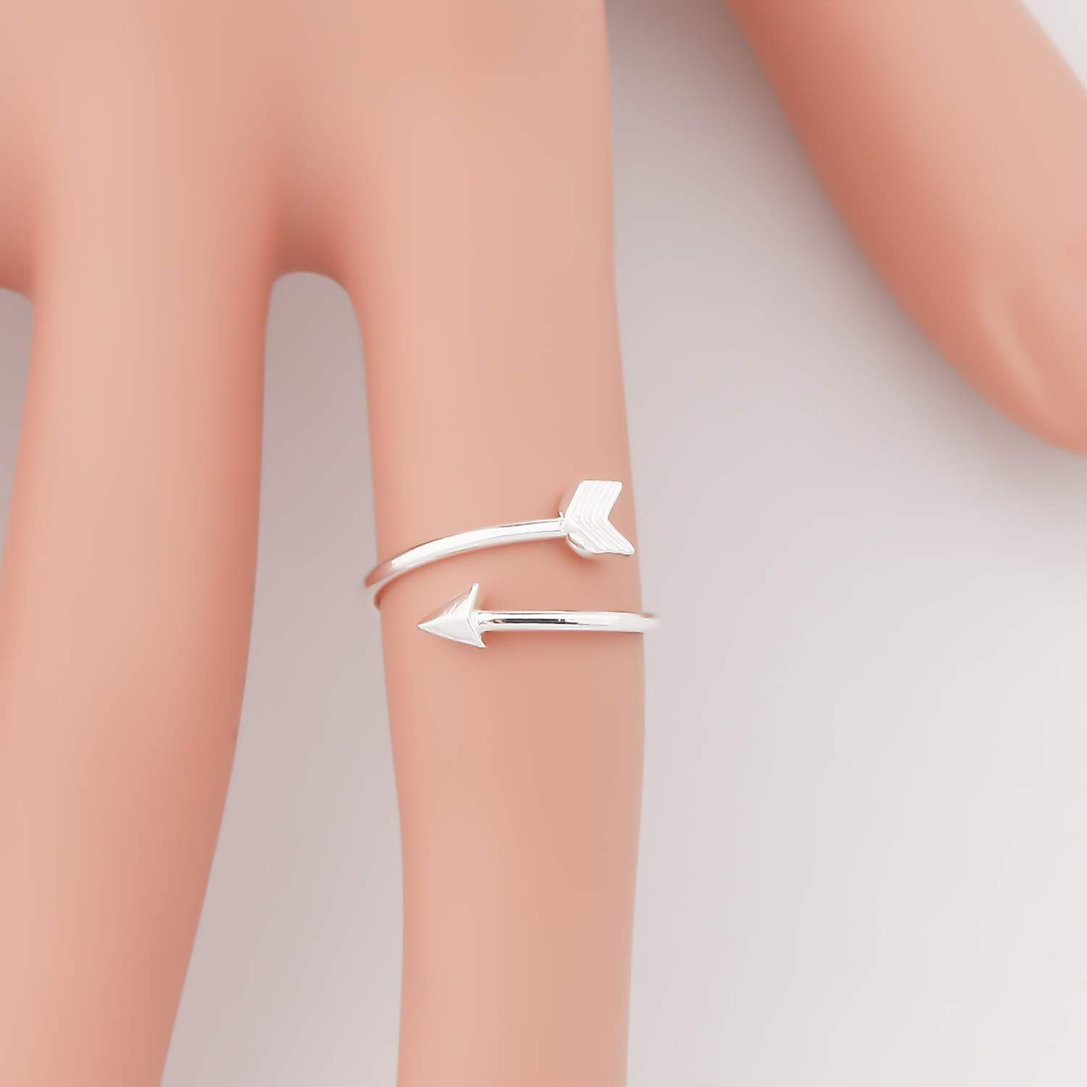 HOLLP Silver Classic Love Sideways Arrow Open Ring Friendship Jewelry Valentine's Day gift for Women(Arrow Ring)