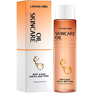 Lagunamoon Skincare Oil for Body & Face & Nails, Used for Scars, Stretch Marks, Natural Ingredients. Vitamin E Oil, Non-Greasy, Fast-Absorption, for All Skin Tpyes, 5.07Oz
