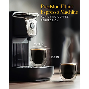 Kitchables Espresso Cups Set of 2, 2.7oz - Durable Double Walled Espresso Shot Glass - Expresso Shots Cup Compatible with Nespresso Machines - Demitasse Cups - Tasas De Café Expreso