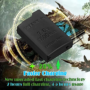 OSTENT High Capacity Quality Real 1800mAh 3.6V Lithium Ion Polymer Li-ion Polymer Rechargeable Battery Pack Replacement for Sony PSP 1000 PSP-110 Console