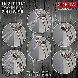 Delta Faucet Ashlyn 17 Series Dual-Function Tub and Shower Trim Kit with 2-Spray Touch-Clean In2ition 2-in-1 Hand Held Shower Head with Hose, Stainless T17464-SS-I (Valve Not Included)