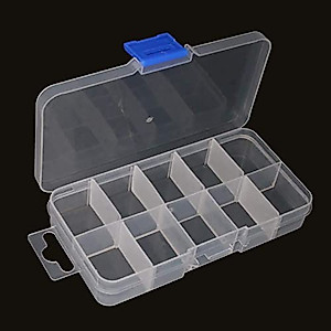 Jutagoss Plastic String Organizer Box With Dividers, 5.12x2.76x0.87 inch, 10 Mpartment Craft Storage Containers, 1PCS Bead Tackle Bolt Screw Small Parts Rock Collection Box.