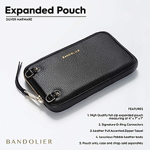 Bandolier Expanded Zip Pouch - Black/Silver - Phone Case & Strap Sold Separately