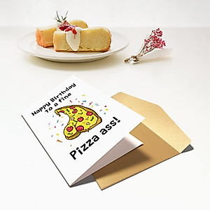 Chenive Naughty Birthday Card for Him, Funny Pizza Birthday Card, Birthday Greeting Card for Husband Boyfriend Friend, Happy Birthday To A Fine Pizza Ass Card