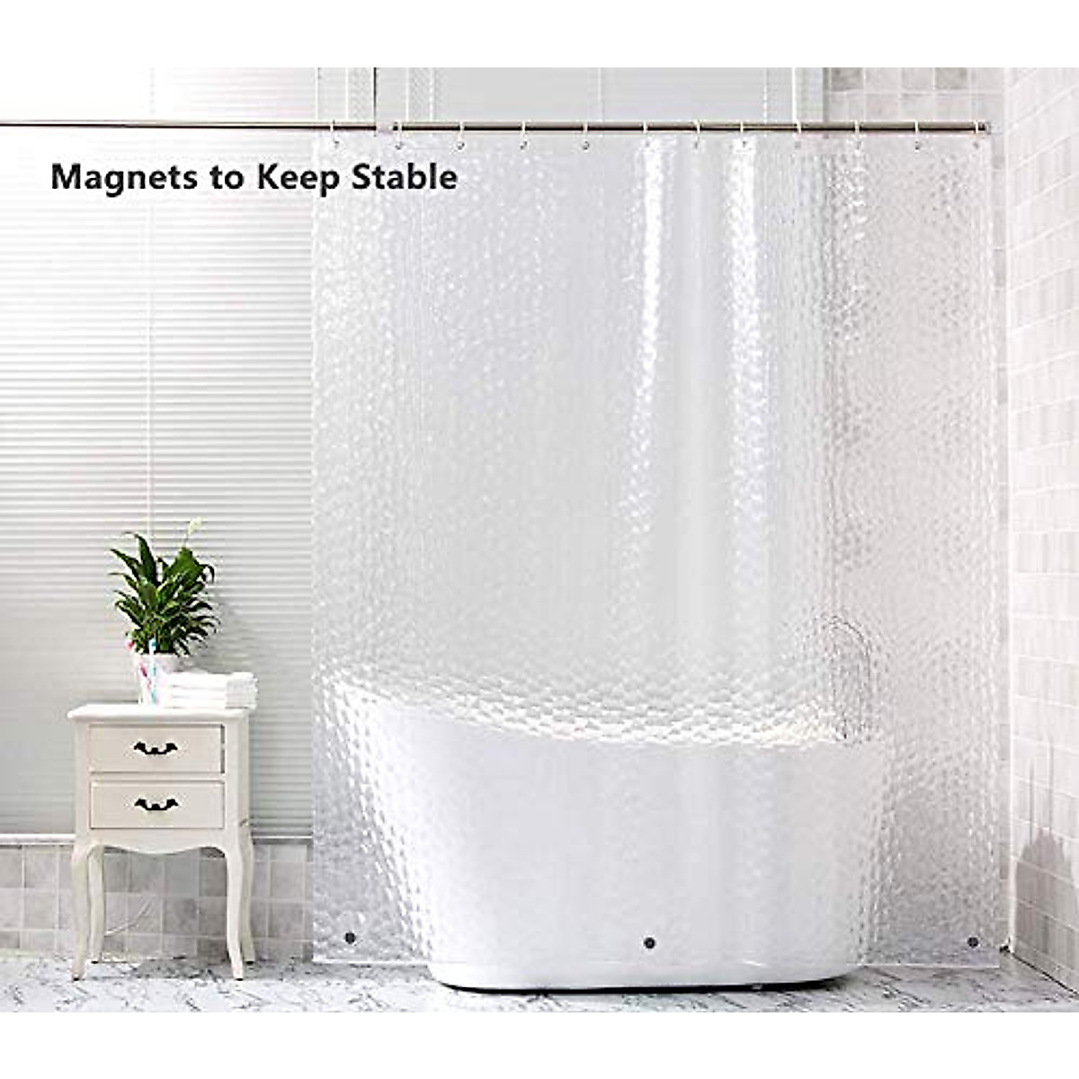 Ryhpez Shower Curtain Liner - Clear Shower Curtain Set with Hooks | 72"x72"