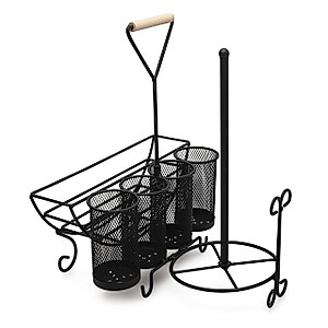 CLABBY ROUND LAKE Caddy Buffet - Indoor/Outdoor Crockery and Cutlery Organizer, Picnic - Complete with Menu and Napkin Holder