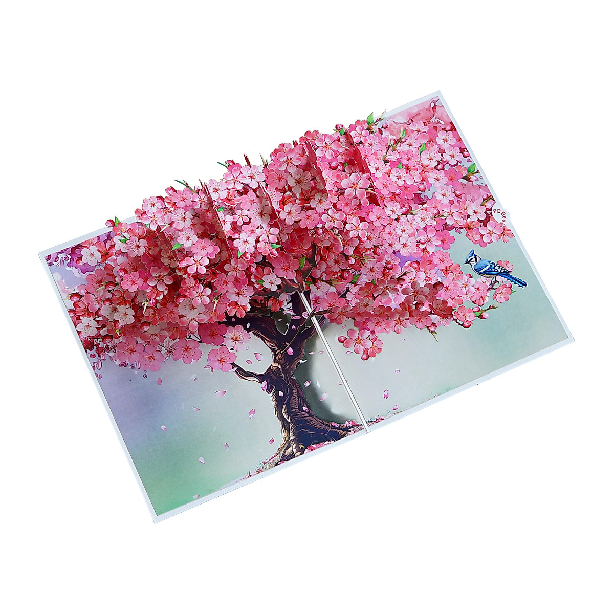 PQ Bees Pop Up Birthdays Card for Women Mom Grandma Wife | 3D Mother’s Day Anniversary Get Well Soon Thank You Valentines Day Card (Size 6x8 In – Cherry Blossom BlueJay Bird).