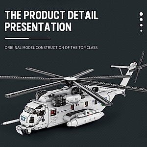 Mocsage Modern Military Helicopter Modular Building Blocks Set, 2192Pcs 1/35 for Sikorsky CH-53E Super Stallion Airplane Cosntruction Toys for MOC Lovers