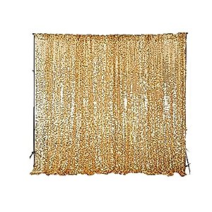BalsaCircle 20 feet x 10 feet Gold Big Payette Sequin Backdrop Drapes Curtains - Wedding Ceremony Party Photo Booth Home Windows