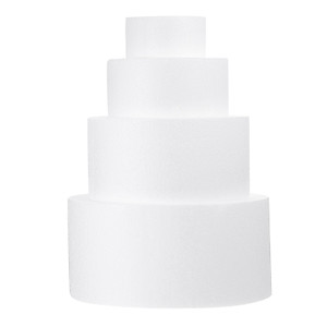 Artificial Cake Round Foam Cake Dummy Set:4pcs Tall Fake Wedding Cake DIY Foam Cake Modelling Party Decoration for Display, Arts and Crafts (6, 8, 10, 12 Inches) Cake Decorating Stand