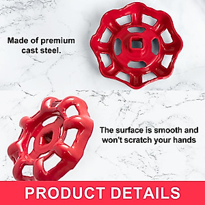 DC,CLISENCE 2PCS Metal Outdoor Faucet Handles, 6 x 6 mm Square Stem Hole Water Valve Handle, Rustproof Round Wheel Hose Bib Water Spigot Replacement Handle for Garden Home - Red