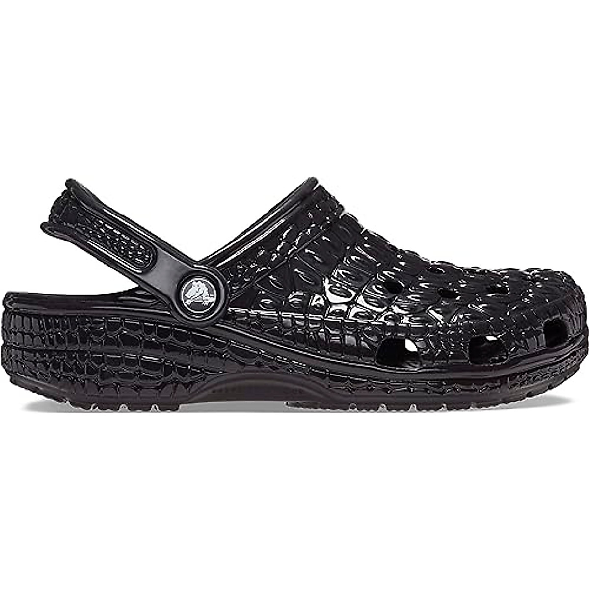Crocs Unisex-Adult Classic Crocskin Clogs, Black Metallic, 10 Women/8 Men