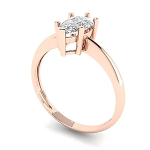 Clara Pucci 1.0 ct Pear Cut Solitaire Moissanite Engagement Wedding Bridal Promise Anniversary Ring 18K Rose Gold Size 8.5