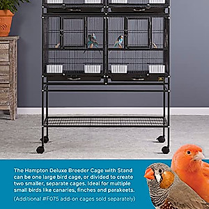 Prevue Pet Products F070 Hampton Deluxe Divided Breeder Cage with Stand,Black Hammertone,1/2"