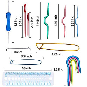 94 PCS Knitting Tool Accessory Kit Sewing Knitting Crochet Accessories Supplies Tools Needles Kit Crochet Starter with Stitch Holders Lock Markers Ring Markers Knitting Sewing Needles Scissors Cable