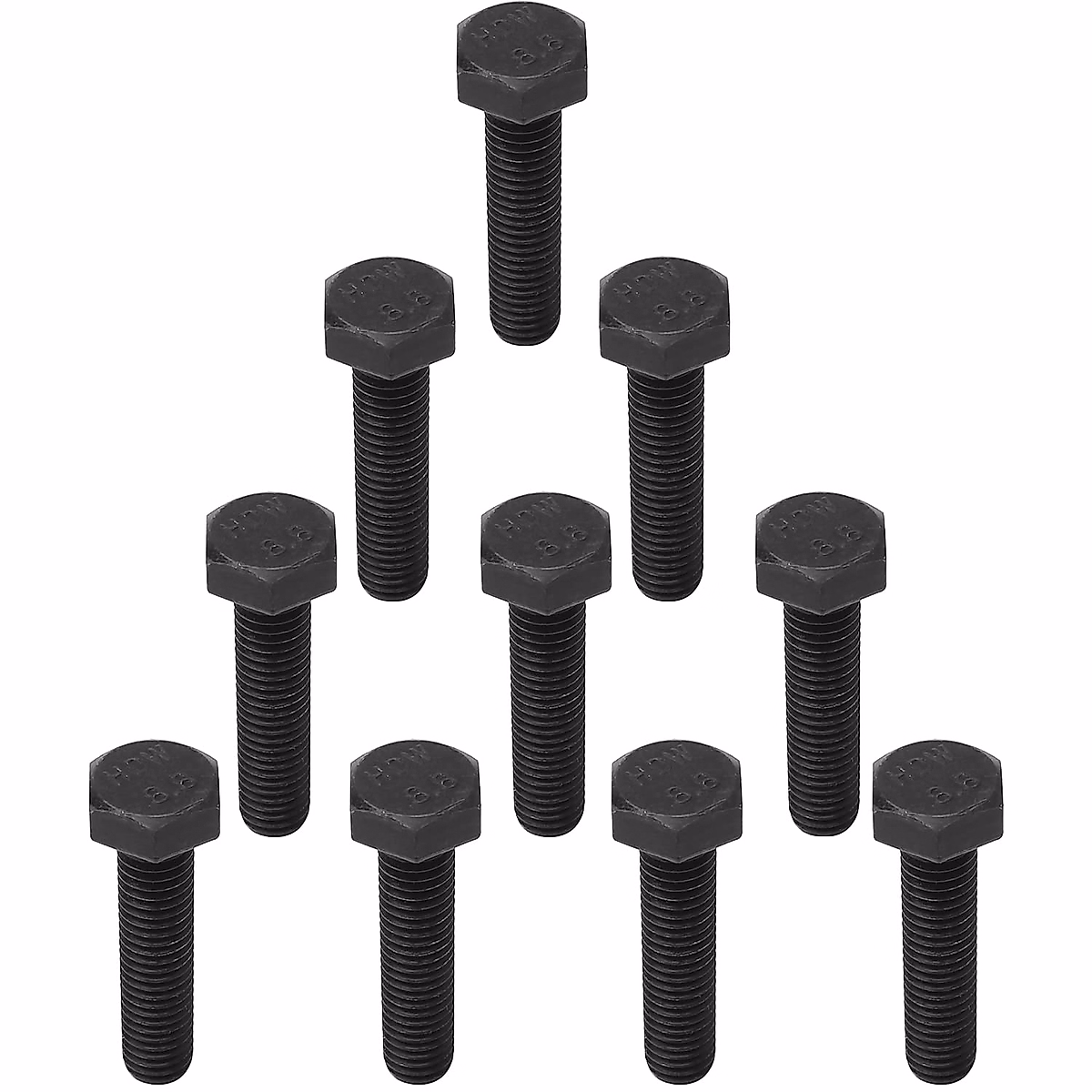Yinpecly M8x35mm Hex Head Screw Bolts Fastener Grade 8.8 Carbon Steel Black 15pcs