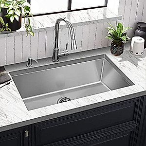 Hykolity 30-inch Undermount Kitchen Sink, 16 Gauge Single Bowl Stainless Steel Kitchen Sink with Strainer & Bottom Grid, 30" x 18" x 9"