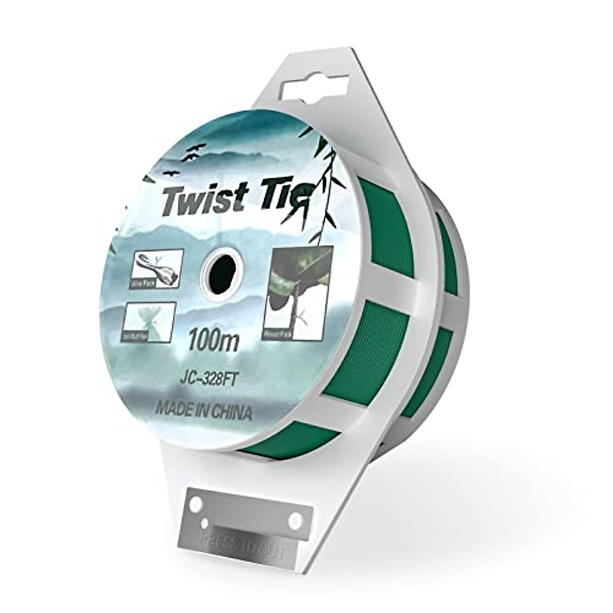 Toolazy 328ft (100m) Twist Tie Roll, PE Plastic Coated Twist Ties with Built-in Cutter, Garden Plant Twist Ties for Gardening, Plant Support, Home and Office Use