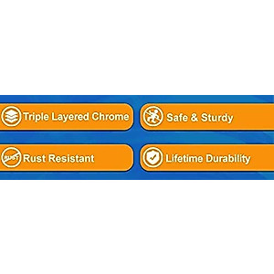 Vaunn Medical Foot Step Stool with Handle and Anti Skid Rubber Platform, Lightweight and Sturdy Stool for Children, Adults and Seniors, Chrome