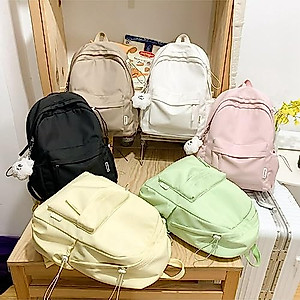 MadGrandeur Aesthetic Backpacks for Girls Kawaii Backpack School Backpack Cute Bookbag Plain Preppy Bag Casual (Black)