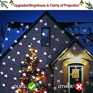 Christmas Projector Lights Outdoor Snowflakes Indoor Projection Snowfall Lights Xmas Show LED White Spotlight Waterproof for New Year Holiday Party Wedding House Garden Patio Outside Decorations, Black