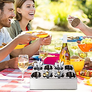 bimiti 8 Holes Flatware Cylinder Holder Commercial Stainless Steel Utensil Storage Caddy Drying Rack Countertop Silverware Organizer For Restaurant Hotel Buffet