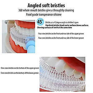 TUSIWIT U Shaped Toothbrush Kids,Kids Toothbrushes U Shape with 3 PCS Heads for Toddler,Childrens, Whole Mouth Kids Tooth Brush for Age 6-12 Years Blue