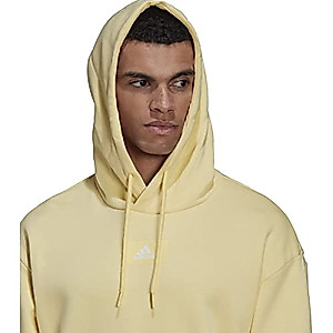 adidas Essentials FeelVivid Cotton Fleece Drop Shoulder Hoodie - Mens Casual L, Almost Yellow, HK2824