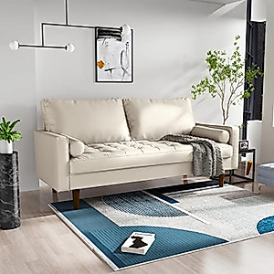 SILKIR 3-Person Sofa Couch for Living Room | Perfect for: Apartment/Studio/Office & Small Space | Poly Fabric | Fast and Easy Assembly Modern Contemporary Mid-Century, Faux Leather, White