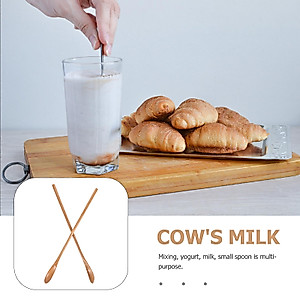 Operitacx 2 Pcs Wooden Long Handle Spoons Wood Coffee Spoons Tea Spoons Handmade Mixing Honey Spoon Stirring Spoon for Swizzle Honey Coffee Tea