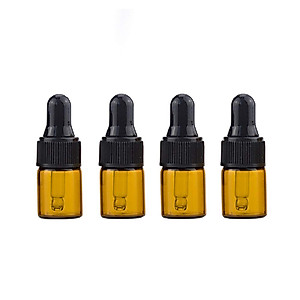 50Pcs 2ml Amber Glass Dropping Bottles Mini Essential Oil Dropper Bottles Empty Travel Perfume Sample Vials Containers with Glass Eye Dropper and Cap in Box(2 Droppers Included)