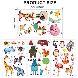 Konsait 24 Sheets Animal Temporary Tattoos for Kids(230+pcs), Zoo Jungle Sea Animal Fake Tattoos Waterproof Tattoo Sticker Decor for Children Boys Girls Animal Birthday Party Favor Gift Bags Filler
