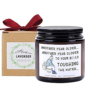 Another Year Older, Funny Birthday Gifts Candle for Men Friendship Gift for Him Humorous Present for Boyfriend, Husband, Lavender Scented Candles (4 oz)